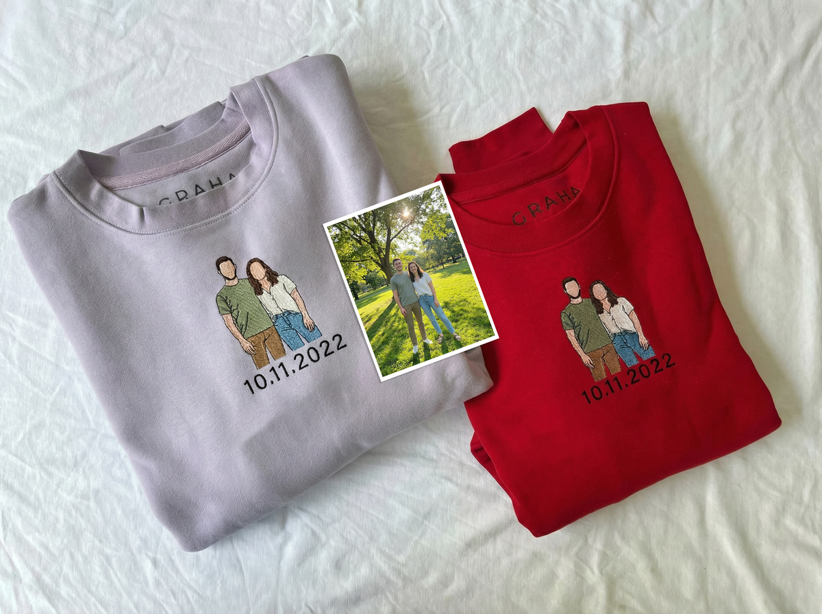 GRAHA Custom Couple Names Embroidered Sweatshirt, Hoodie & Sweatpants