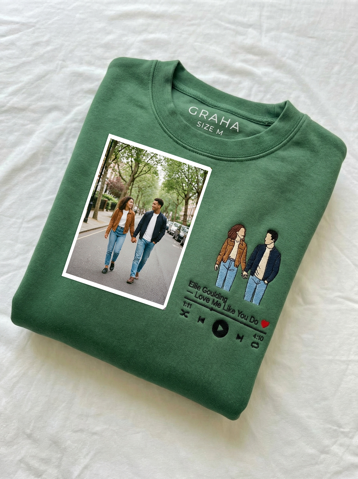 GRAHA Custom Couple Names Embroidered Sweatshirt, Hoodie & Sweatpants