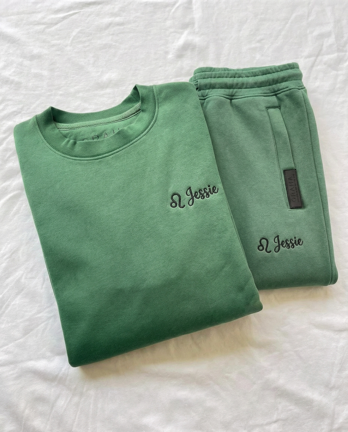 GRAHA Custom Couple Names Embroidered Sweatshirt, Hoodie & Sweatpants